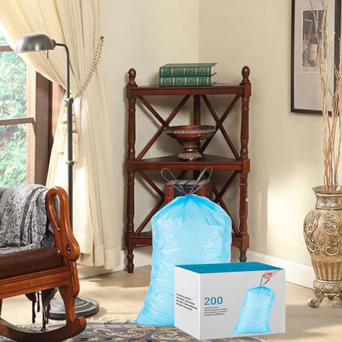 Code M (200 Count) Heavy Duty Trash Bags Blue Compatible with simpleman Code M | Blue Drawstring Garbage Liners 12 Gallon/45 Liter | Reinforced Drawstring Garbage Liners
