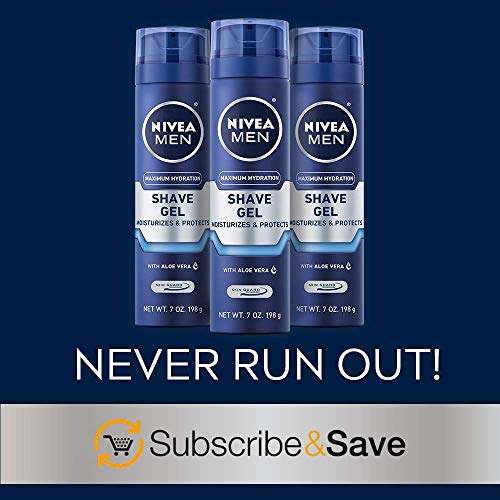 NIVEA MEN Maximum Hydration Shave Gel with Aloe Vera and Provitamin B5, 3 Pack of 7 Oz Cans
