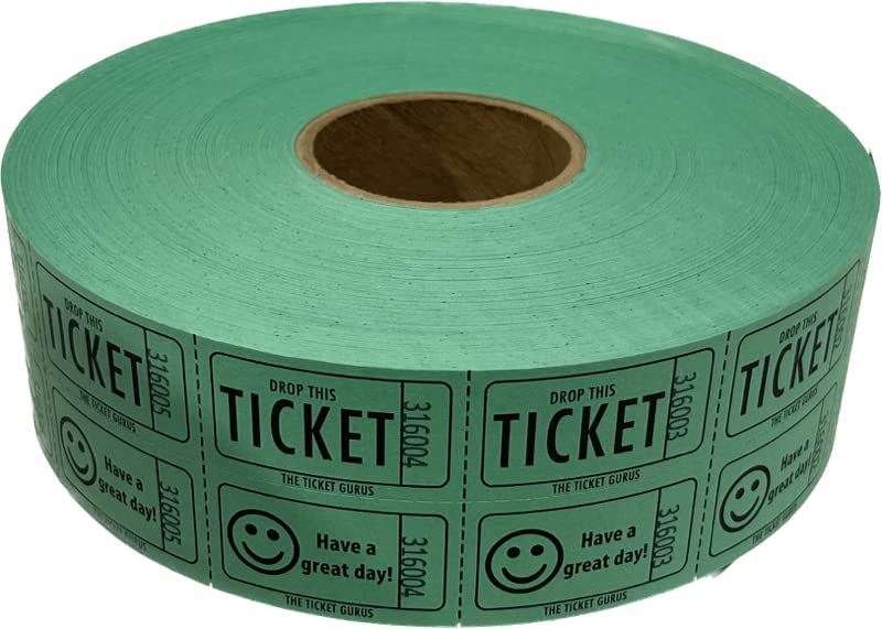 The Ticket Gurus Double Smile Raffle tickets-2000 Double Tickets/roll (White/Blue/Green/Purple)