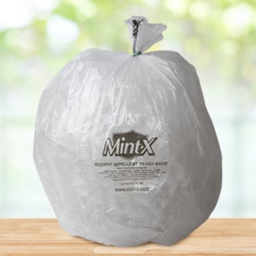 Mint-X Rodent Repellent Trash Bags, 1.3 Mil, Flat Seal, 46" Height x 40" Length, Clear (Pack of 100),MX4046XHC