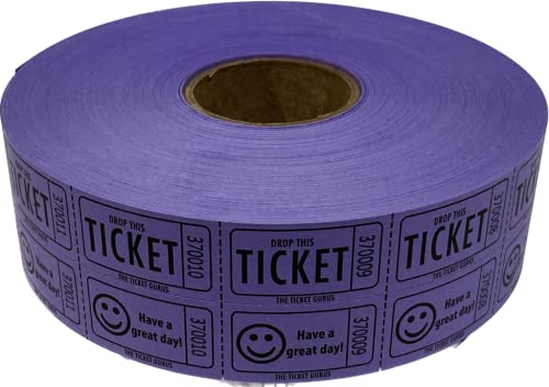 The Ticket Gurus Double Smile Raffle tickets-2000 Double Tickets/roll (White/Blue/Green/Purple)