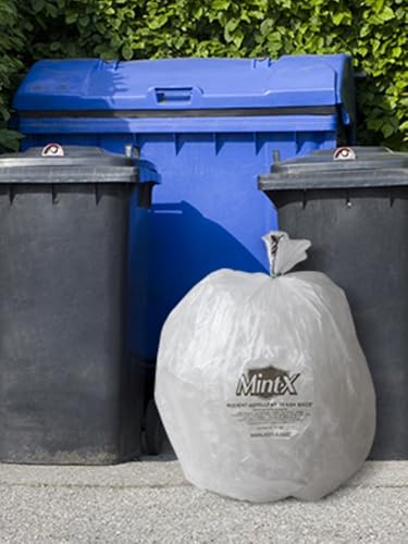 Mint-X Rodent Repellent Trash Bags, 1.3 Mil, Flat Seal, 46" Height x 40" Length, Clear (Pack of 100),MX4046XHC