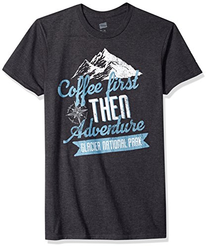 Hanes Men's National Parks Graphic T-Shirt Collection, Slate Heather/Coffee Then Adventure, X Large