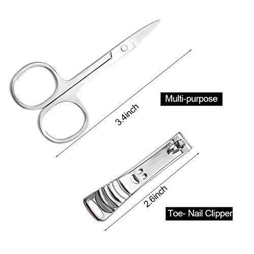 Manicure Set Nail Clippers Pedicure Kit, 10pcs Stainless Steel Toenail Foot Clippers Fingernails Grooming Kits Includes Cuticle Remover with Portable Travel Case