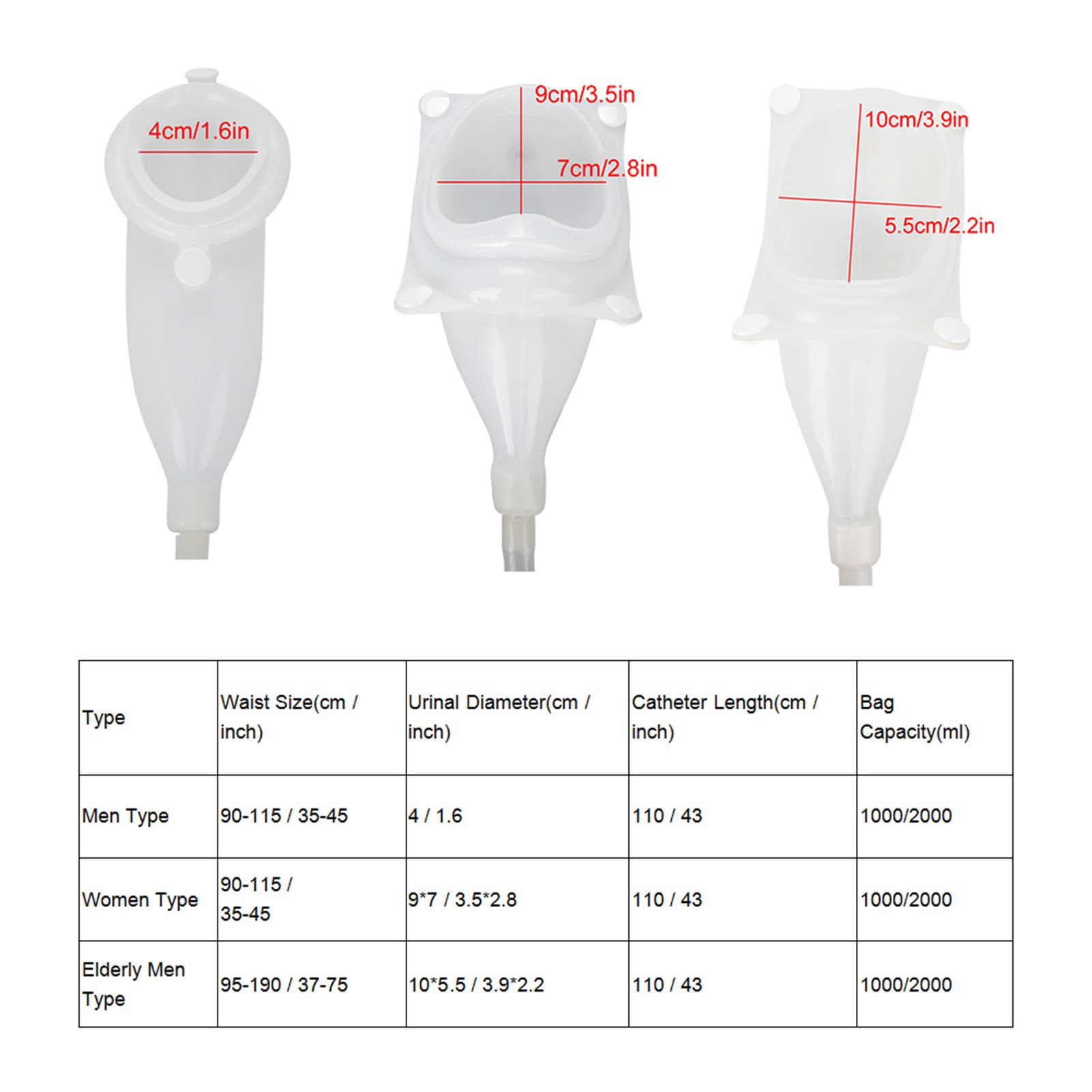 Silicone Urine Collector,Portable External Urine Tube Bags for Adults,Bladder Control Devices for Avoid Leaking Urine,Urinary Incontinence Solution(Women)
