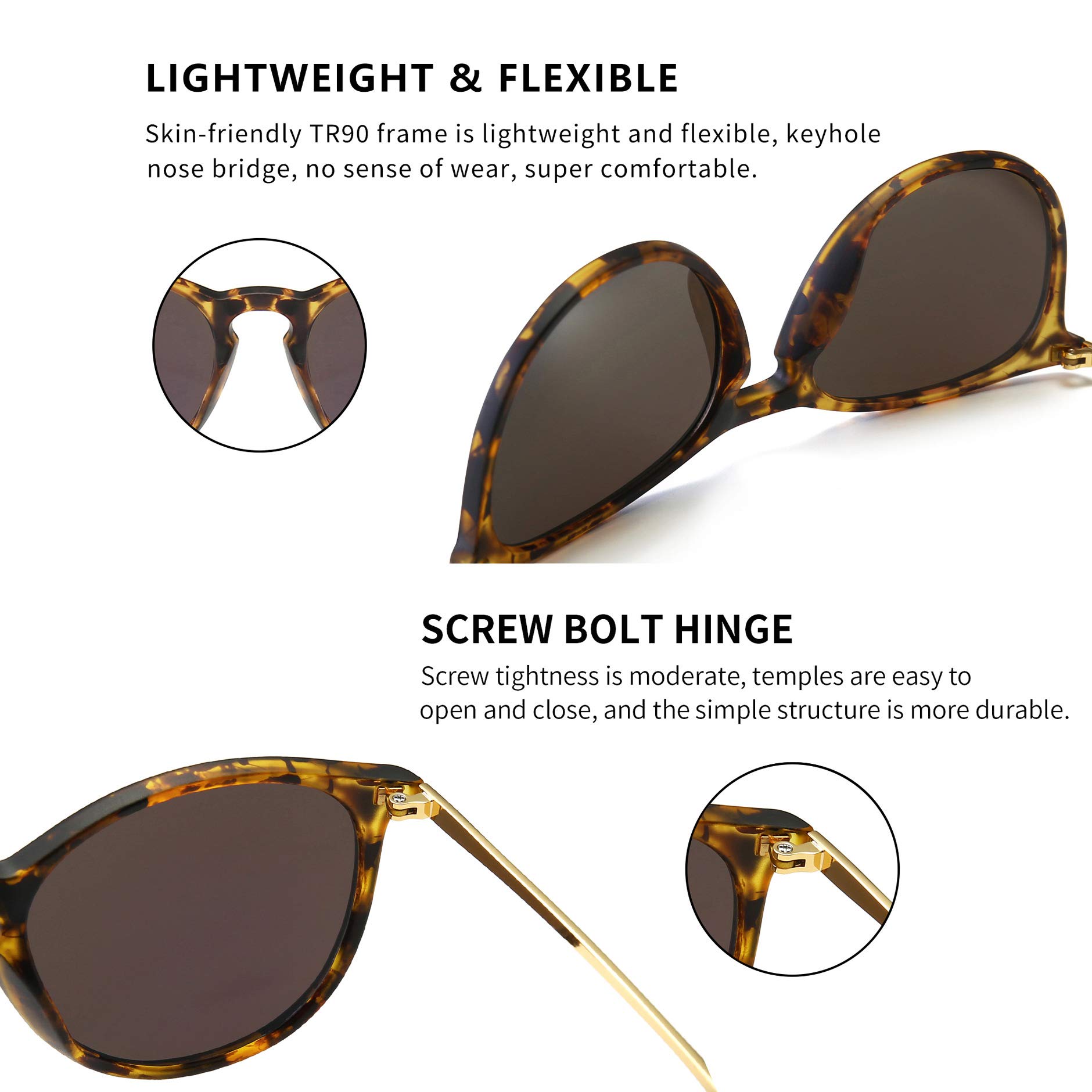 SUNGAIT Vintage Round Sunglasses for Women Men Classic Retro Designer Style (Polarized Green Mirror Lens/Amber Frame(Matte Finish)) 1567 PGHPKLV