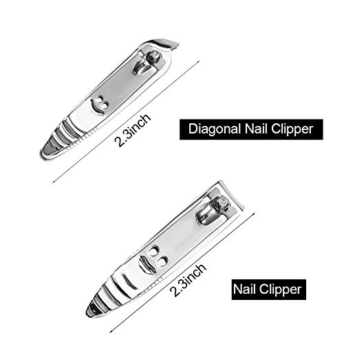 Manicure Set Nail Clippers Pedicure Kit, 10pcs Stainless Steel Toenail Foot Clippers Fingernails Grooming Kits Includes Cuticle Remover with Portable Travel Case