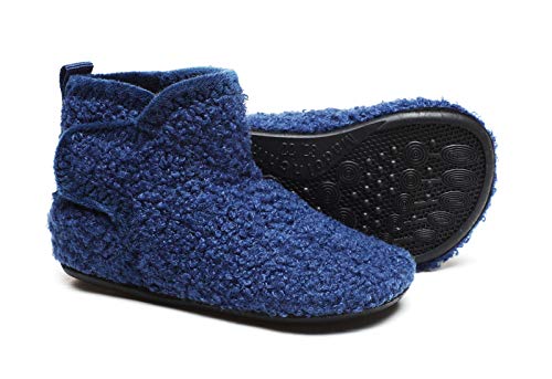 ZooYung Toddler Baby House Slippers Shoes Winter Warm Fleece Anti Slip Rubber Sole for Kids Boys and Girls(ZY-TS2268Blue25)