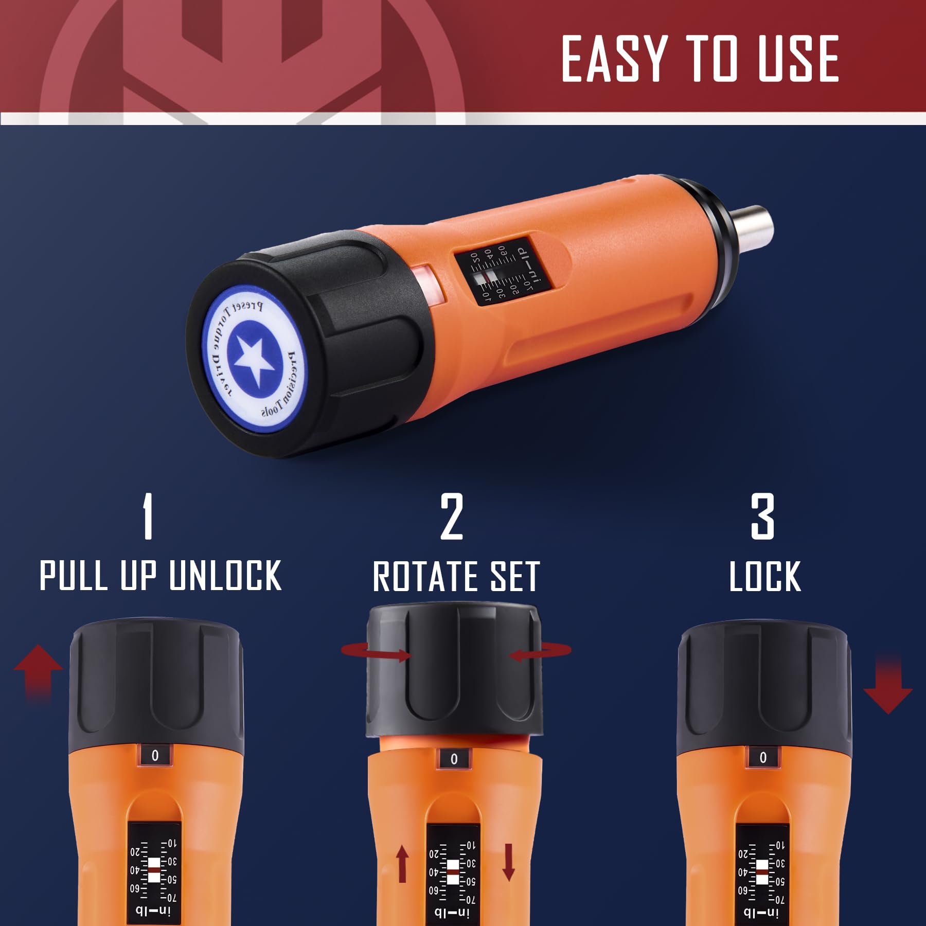 KNINE OUTDOORS Torque Screwdriver Wrench Driver Set 10-70 Inch Pounds lbs for Maintenance with T-bar Handle, 40 Hex Bits, 1/4" Socket, Shaft Extension, For Tools, Bike Repairing and Mounting (Orange)