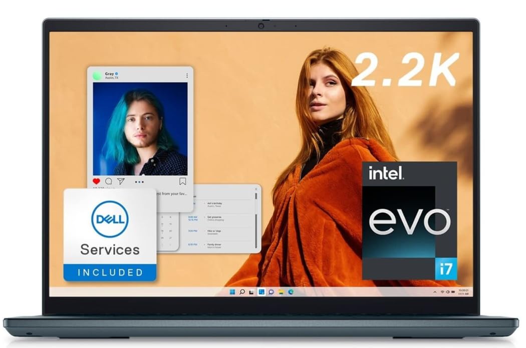 Dell Inspiron 14 Plus 7420 Laptop - 14 inch, 2.2K 16:10, Intel 14-Core i7-12700H - Intel Iris Xe – WiFi 6 - Thunderport 4 - Win 11 Pro + Office 365 - Atlantic Green (16GB RAM | 1TB SSD) (16GB | 1TB)