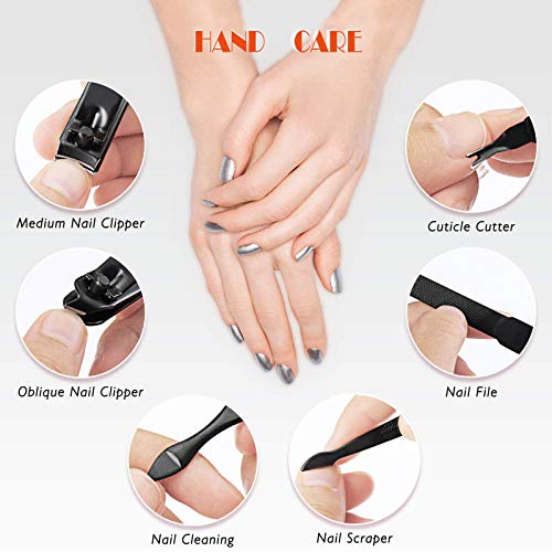 Manicure Set Pedicure Nail Clipper kit 15 In 1 Professional Grooming Care Tools Nose Hair Scissors File Best Gift with Luxurious Case for Man Women (Red)