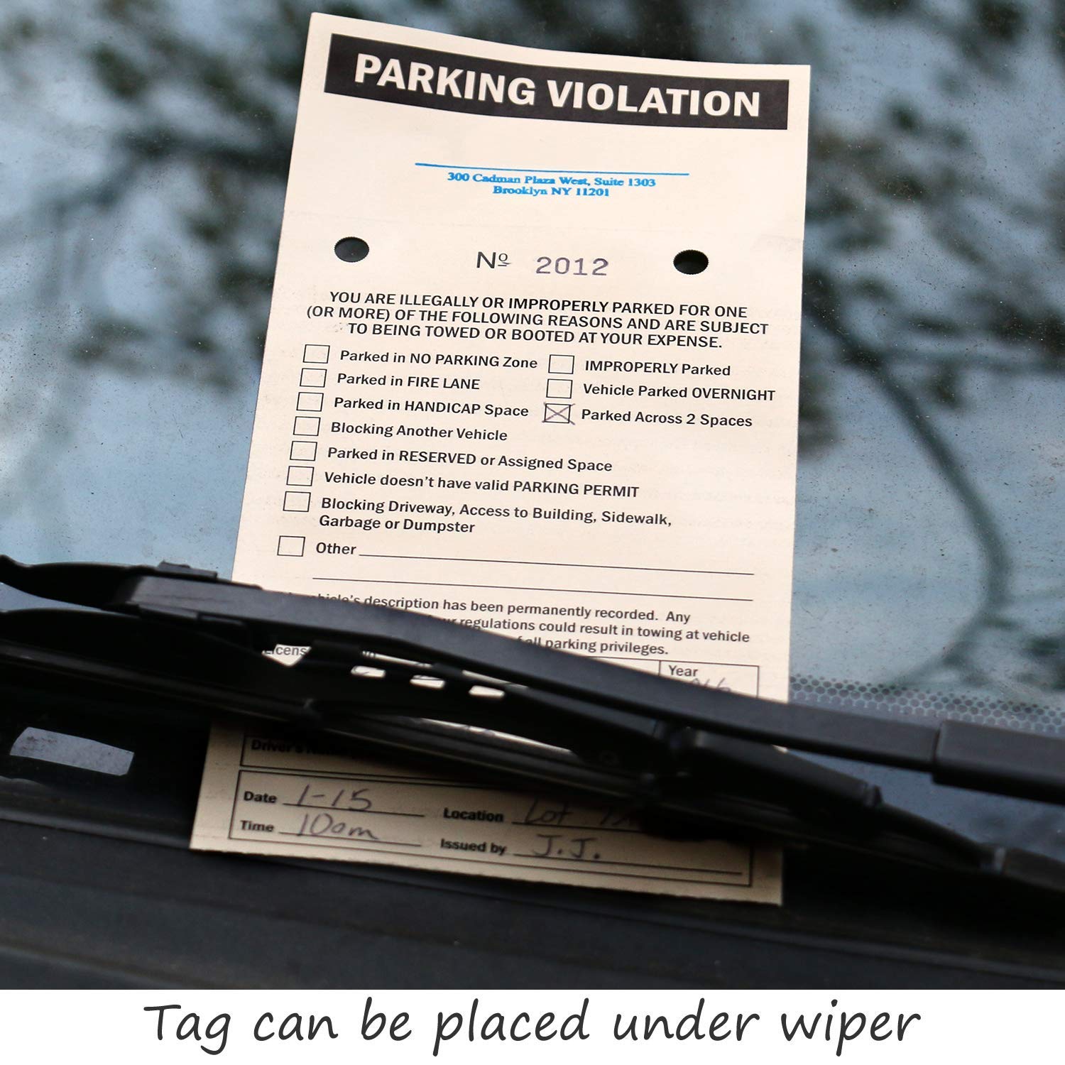 SmartSign NCR 2-Part Perforated Numbered Parking Violation Ticket | 4.25" x 9.25" Manila Tag with Adhesive Strips, Pack of 50