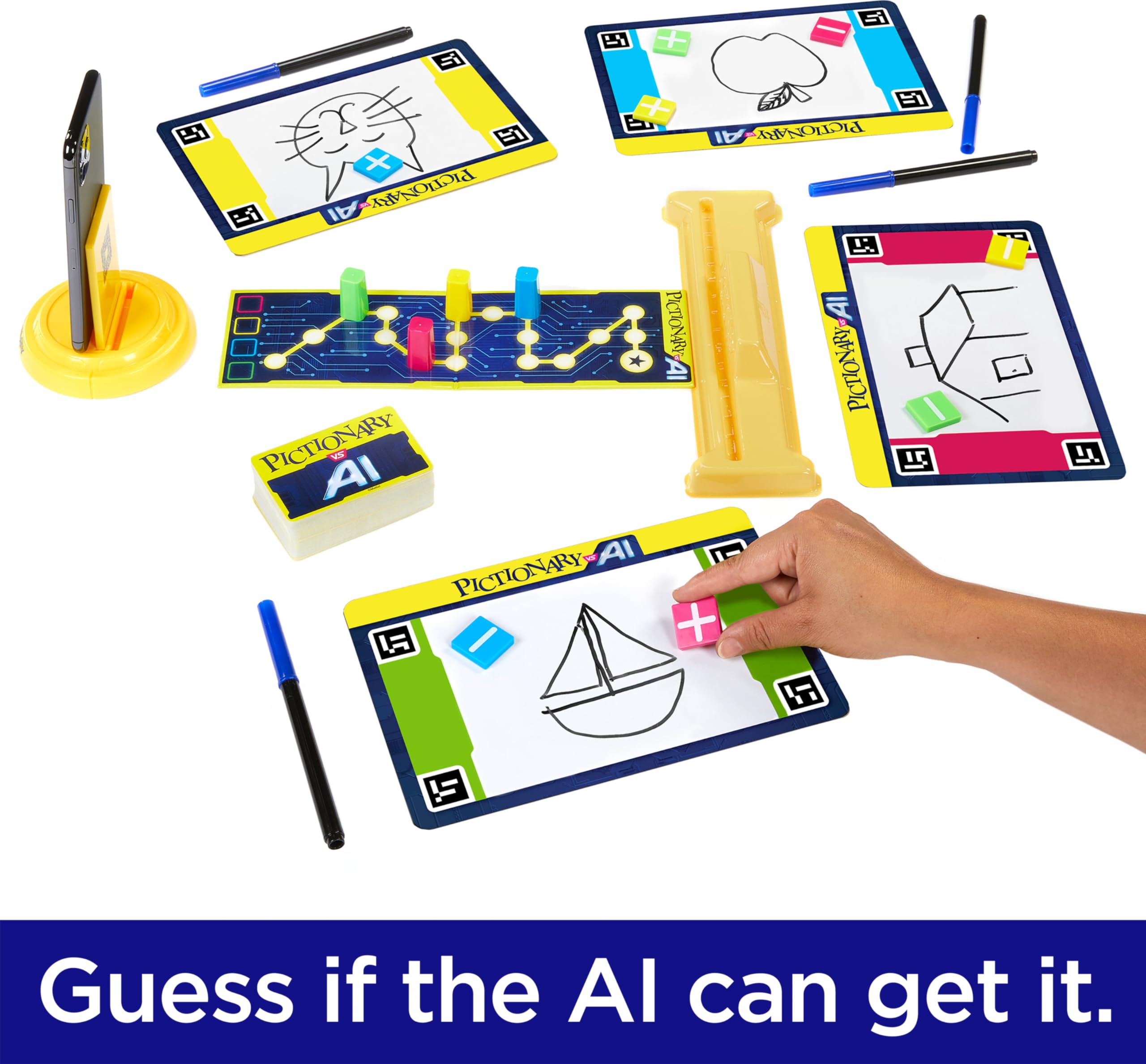 Mattel Games Pictionary vs. AI Family Game for Kids, Adults & Families Using Artificial Intelligence for 2 to 4 Players