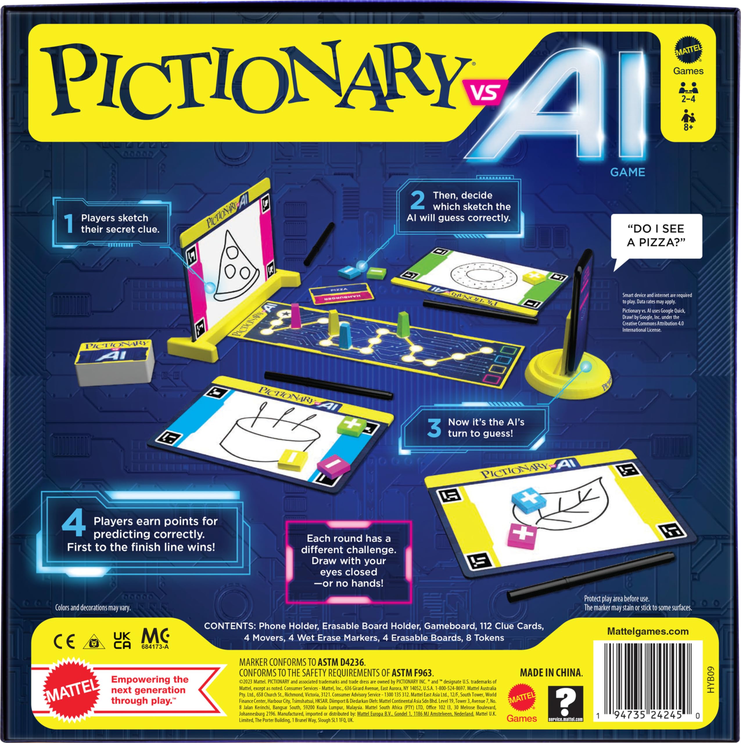 Mattel Games Pictionary vs. AI Family Game for Kids, Adults & Families Using Artificial Intelligence for 2 to 4 Players