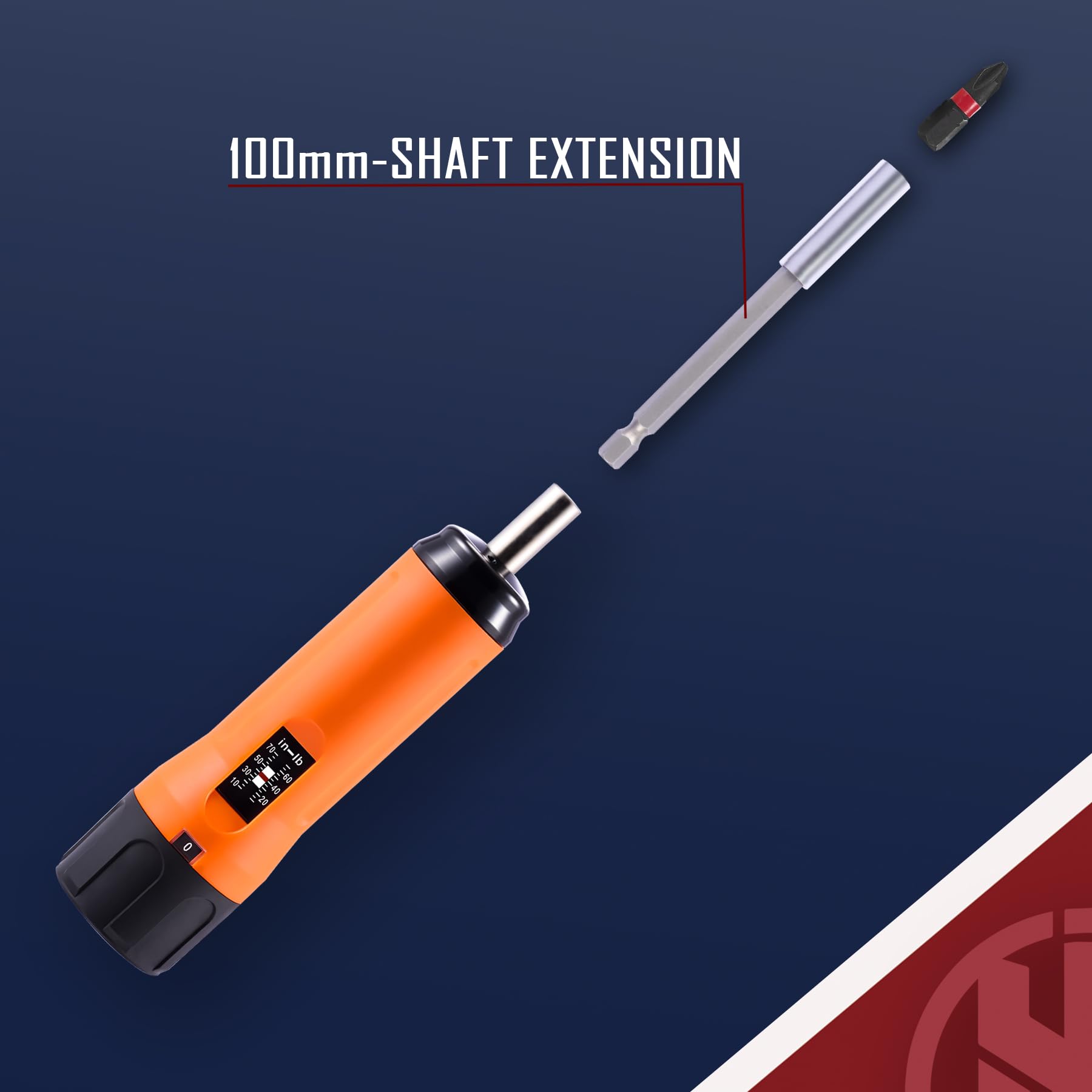 KNINE OUTDOORS Torque Screwdriver Wrench Driver Set 10-70 Inch Pounds lbs for Maintenance with T-bar Handle, 40 Hex Bits, 1/4" Socket, Shaft Extension, For Tools, Bike Repairing and Mounting (Orange)