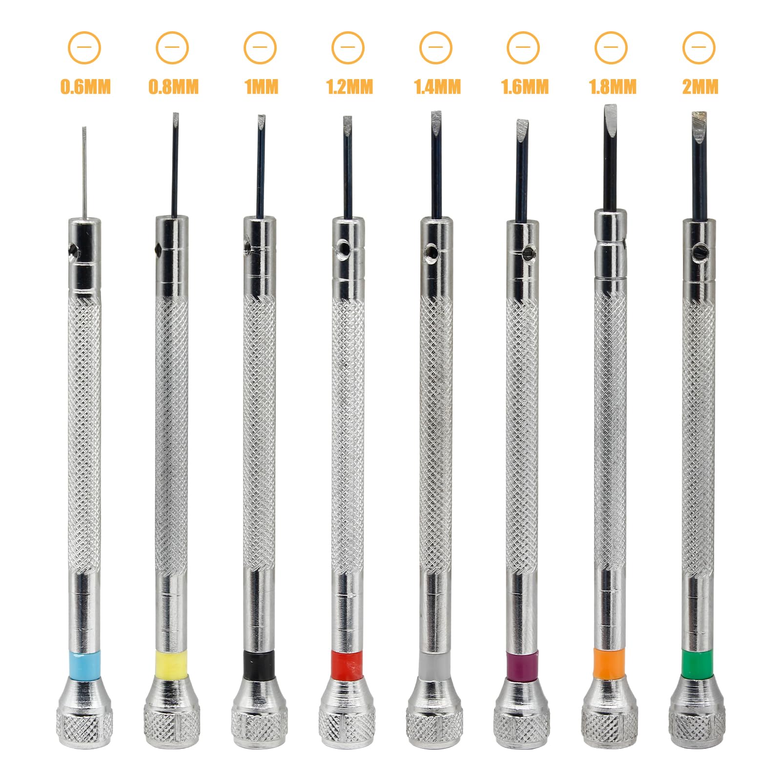 Hordion 8Pcs Micro Precision Screwdriver Set, Jewelers Screwdriver Set, Watch Screwdriver Kit 0.6-2mm for Watch, Jewelry, Eyeglasses, Sunglass, Electronics, Computer, Toys Repair (Flat)