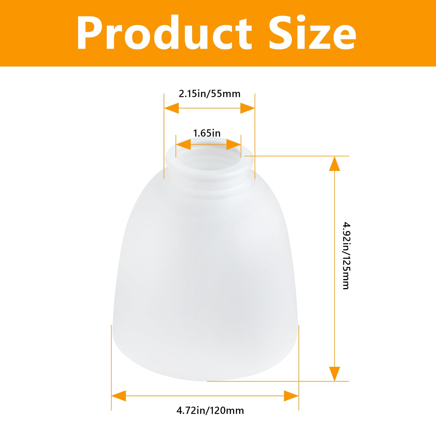 Eidonta 4 Pack White Frosted Glass Shade Replacements, Bell Shaped Glass Shade Covers for Ceiling Fan Light Fixture, 4.92"High, 4.72"Diameter, 1.65 "Fitter, High Transmittance Globe Lampshades
