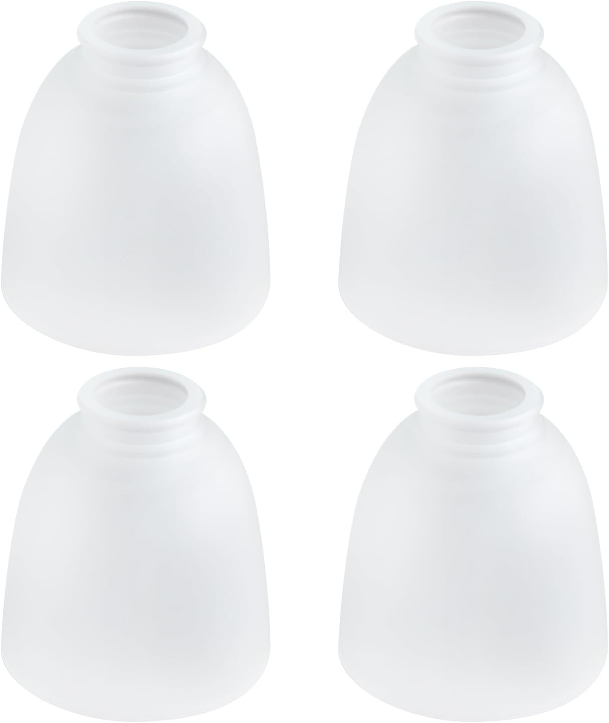 Eidonta 4 Pack White Frosted Glass Shade Replacements, Bell Shaped Glass Shade Covers for Ceiling Fan Light Fixture, 4.92"High, 4.72"Diameter, 1.65 "Fitter, High Transmittance Globe Lampshades