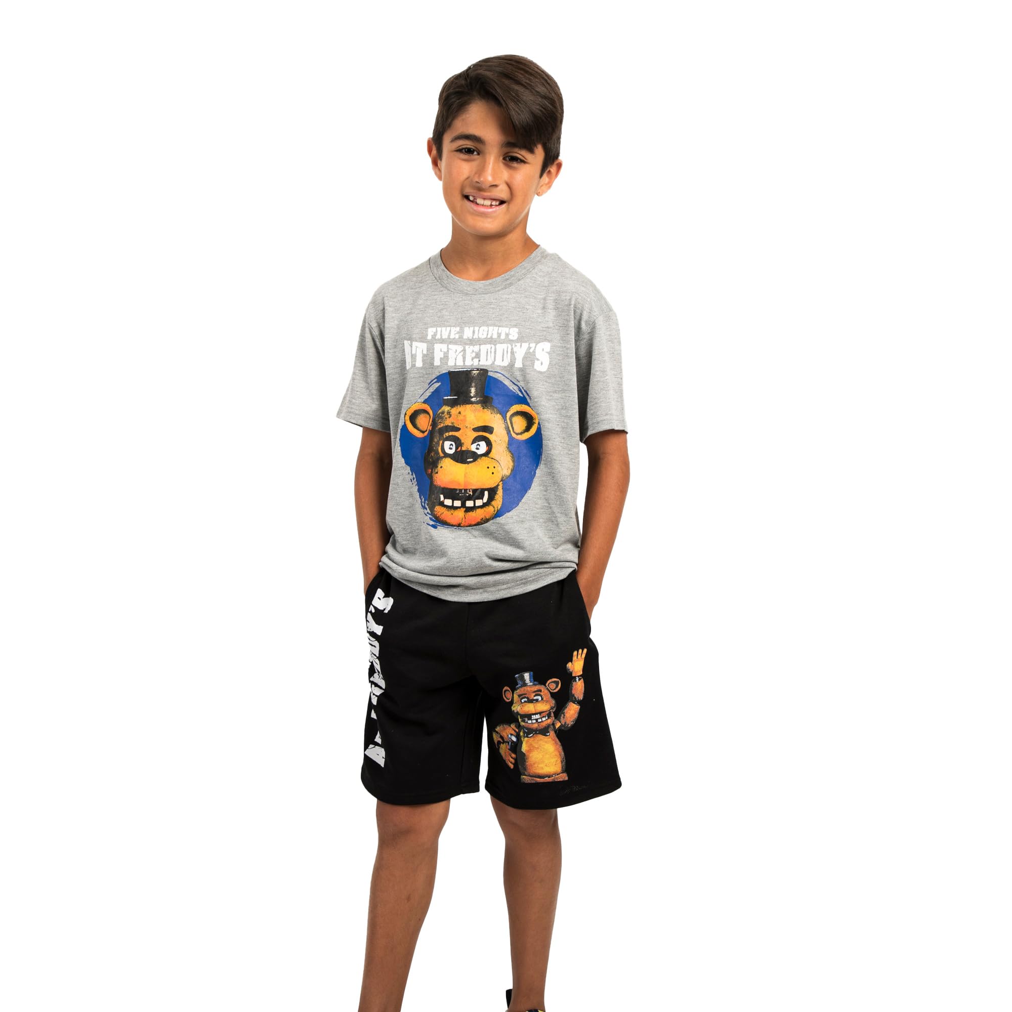 Five Nights at Freddy's Freddy Fazbear Boy's Short Sleeve Shirt & Lounge Shorts Combo Set-XL Multicolored