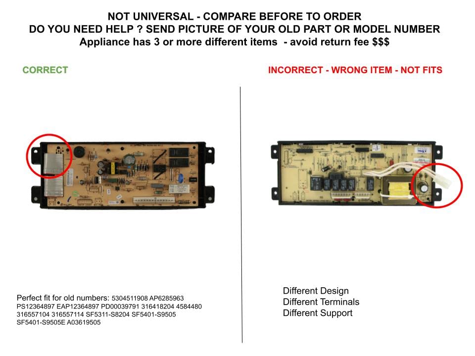 GLOB PRO SOLUTIONS 810124613044 CKD5660 Oven Control Board 10" ¾ Length Approx. 316418204 4584480 316557104 316557114 316418204