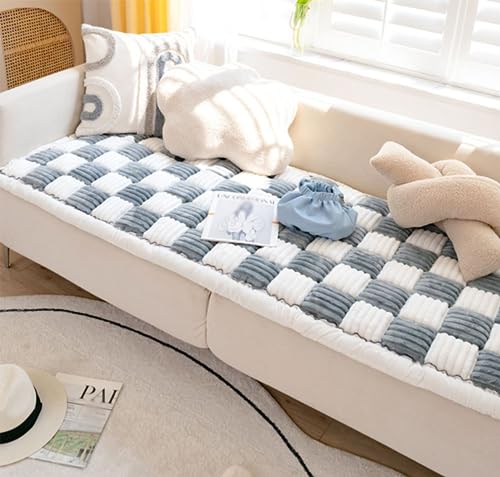 miaosssM Funnyfuzzy Cream-Coloured Large Plaid Square Pet Mat Bed Couch Cover, Garden Chic Cotton Protective Couch Cover for Floor Pet Garden Chic Couch Cover(Size:45 * 45cm,Color:Grey Blue)