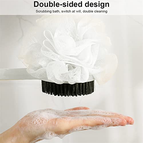 INGVY Dry Brushing Body Brush Bathroom Long Handle Back Brush Double Sided Shower Fine Sponge Body Scrubber Skin Exfoliating Bath Brush SPA Washing Tool (Color : Yellow)
