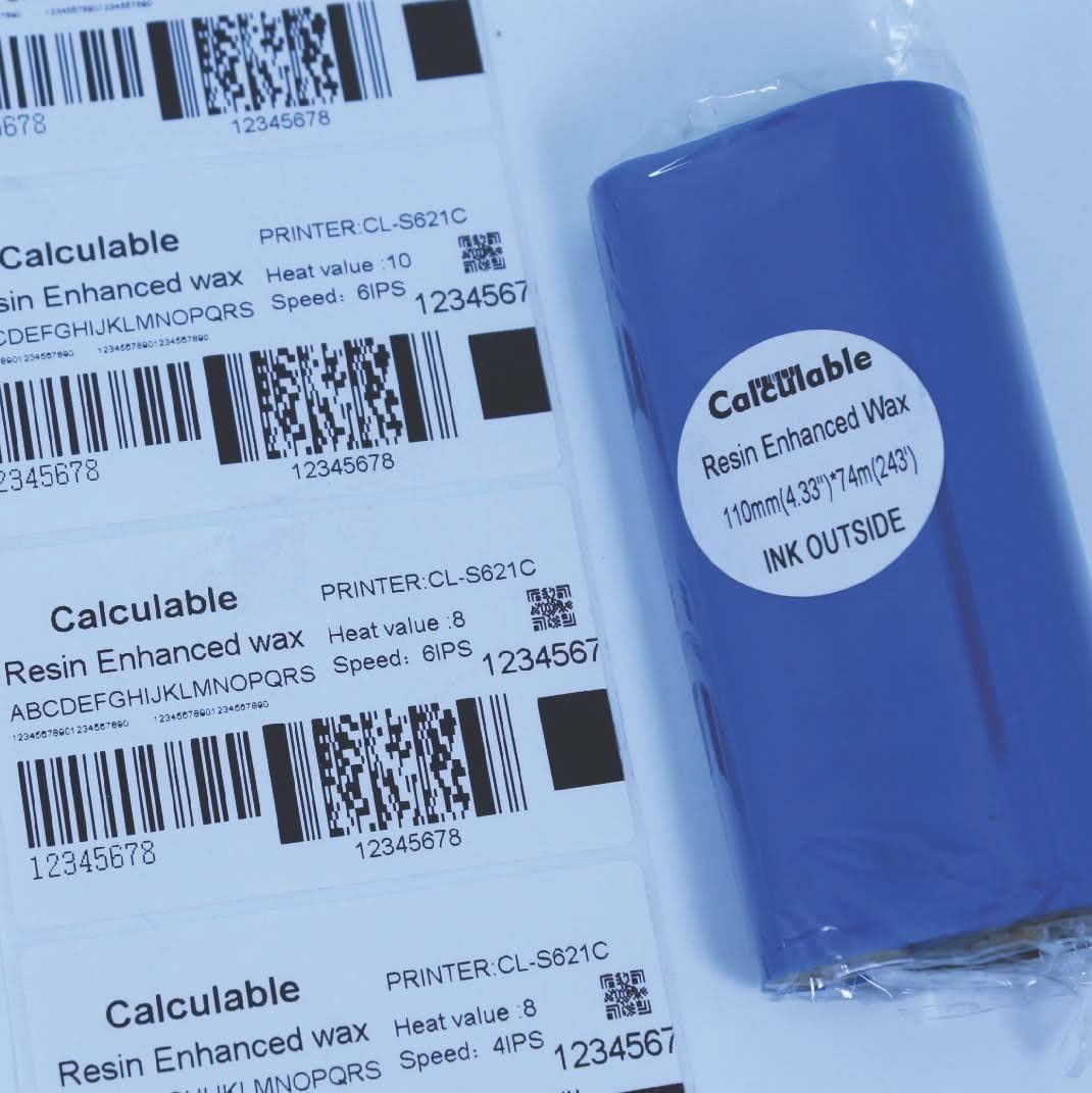 Calculable 24 Rolls 4.33" x243' (110mm X 74m) Thermal Transfer Wax Ribbon Barcode Ribbons Wax Ribbons 1inch Core and 1/2inch Vice Core for Datamax Zebra Intermec Sato Eltron