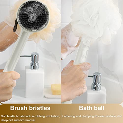 INGVY Dry Brushing Body Brush Bathroom Long Handle Back Brush Double Sided Shower Fine Sponge Body Scrubber Skin Exfoliating Bath Brush SPA Washing Tool (Color : Yellow)