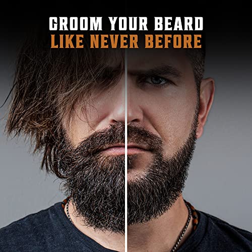 Viking Revolution Beard Comb & Beard Brush Set for Men - Natural Boar Bristle Brush and Dual Action Pear Wood Comb w/Velvet Travel Pouch - Great for Grooming Beards and Mustaches