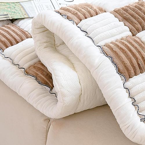 Cream-Coloured Large Plaid Square Pet Mat Bed Couch Cover - Protective Cotton Garden Couch Cover for Floor & Garden - Stylish Comfort for Your Pet