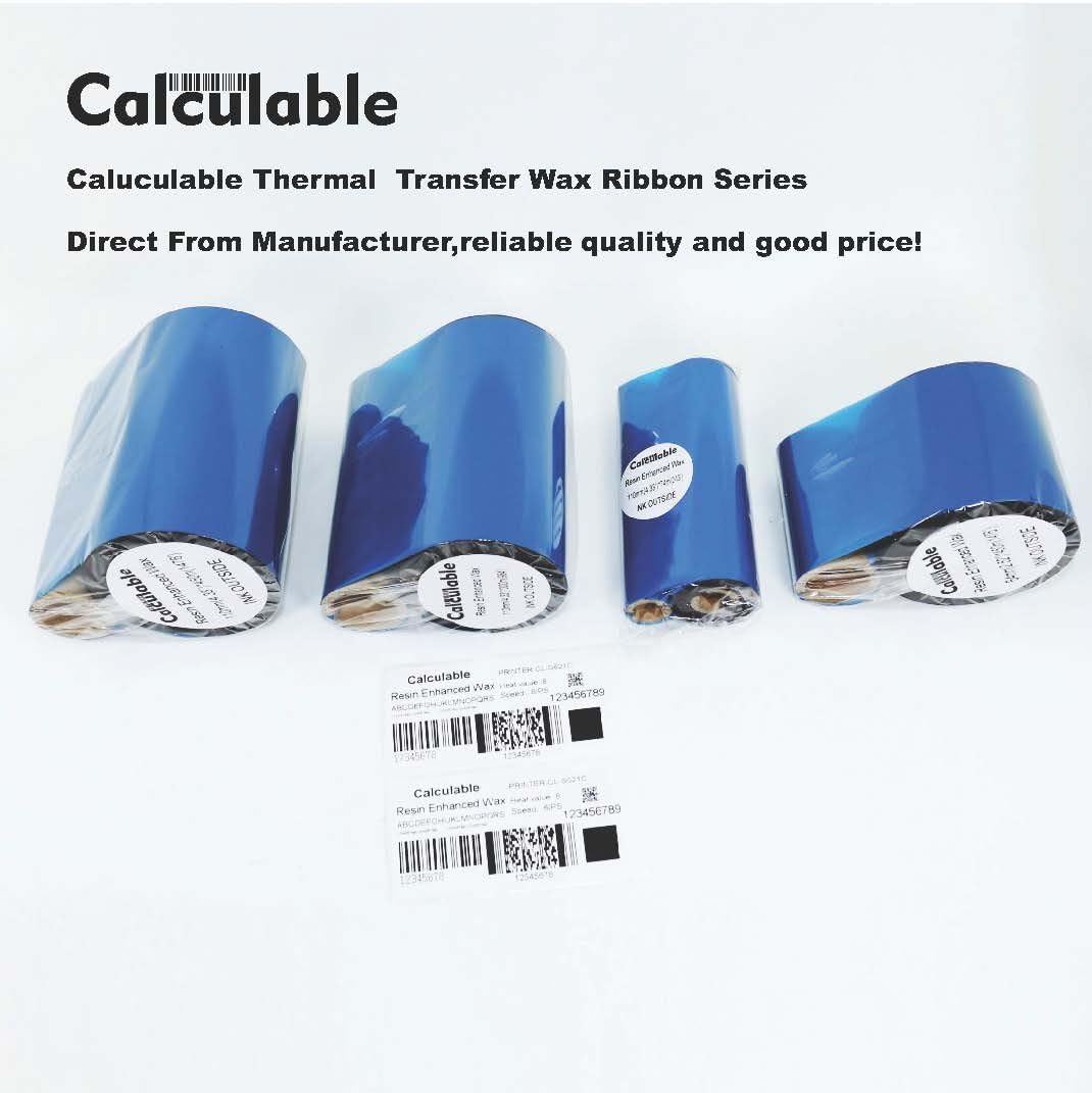 Calculable 24 Rolls 4.33" x243' (110mm X 74m) Thermal Transfer Wax Ribbon Barcode Ribbons Wax Ribbons 1inch Core and 1/2inch Vice Core for Datamax Zebra Intermec Sato Eltron
