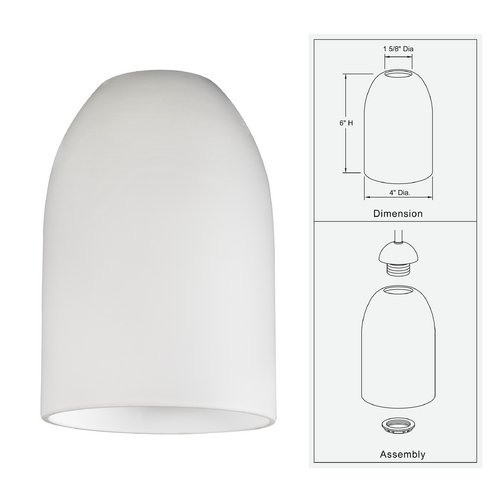 White Dome Glass Shade - Lipless with 1-5/8-Inch Fitter Opening