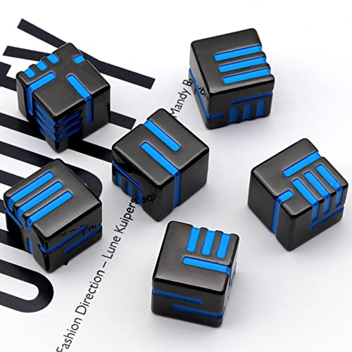 D6 Metal Dice Set, HNCCESG 6 Sided Dice 6 Pieces Solid Metal Game Dice for DND Dungeons and Dragons Role Playing Game RPG Pathfinder Shadowrun Warhammer D&D Accessories Gift (Blue)