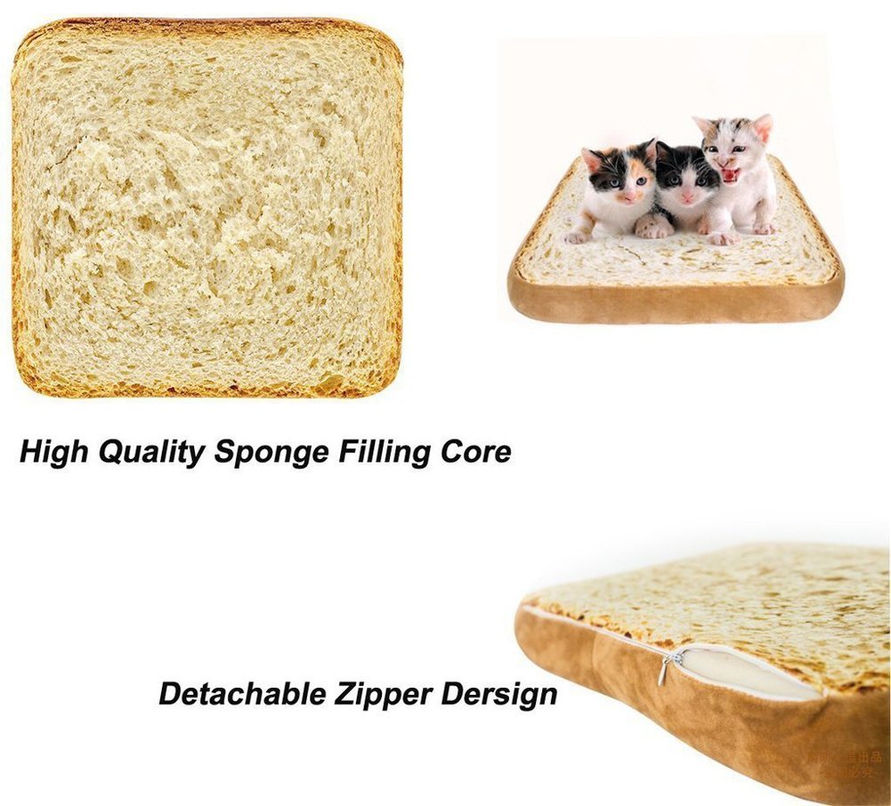 Dofover Soft Cat Cushion Bed Bread Pet Mattress Bed Toast Mats Bedding Pad for Small Medium Dogs & Cats,Sleeping Resting Playing Reading Pillow (15.7''x15.7''x2.6'')