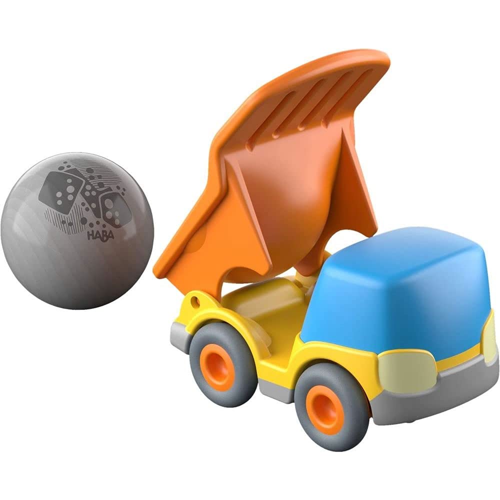 HABA Kullerbu Dump Truck with Rubble Ball and Tippiing Bed - Can be Enjoyed with or Without The Kullerbu Track System - Ages 2+