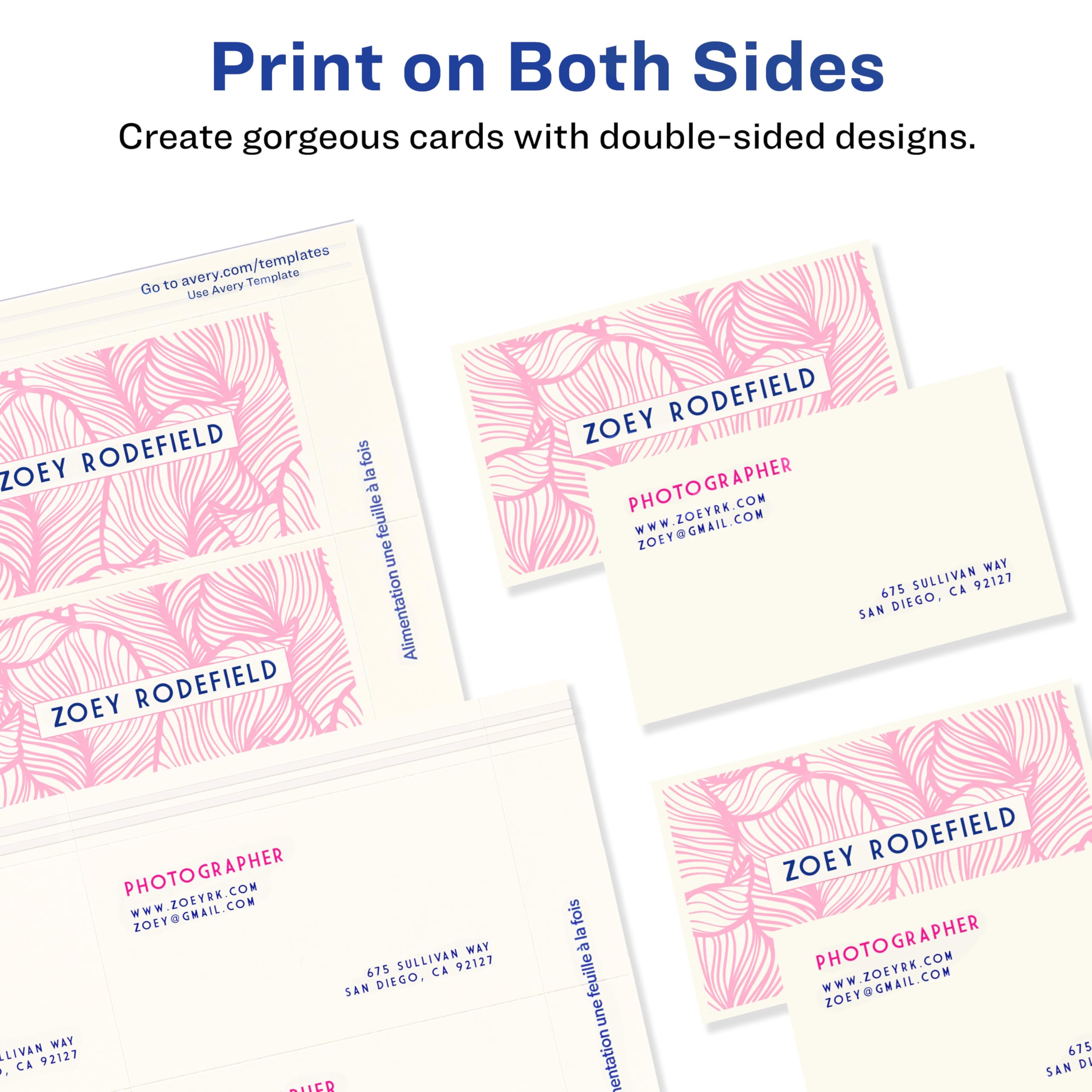 Avery Clean Edge Printable Business Cards with Sure Feed Technology, 2" x 3.5", Ivory, 200 Blank Cards for Laser Printers (5876)