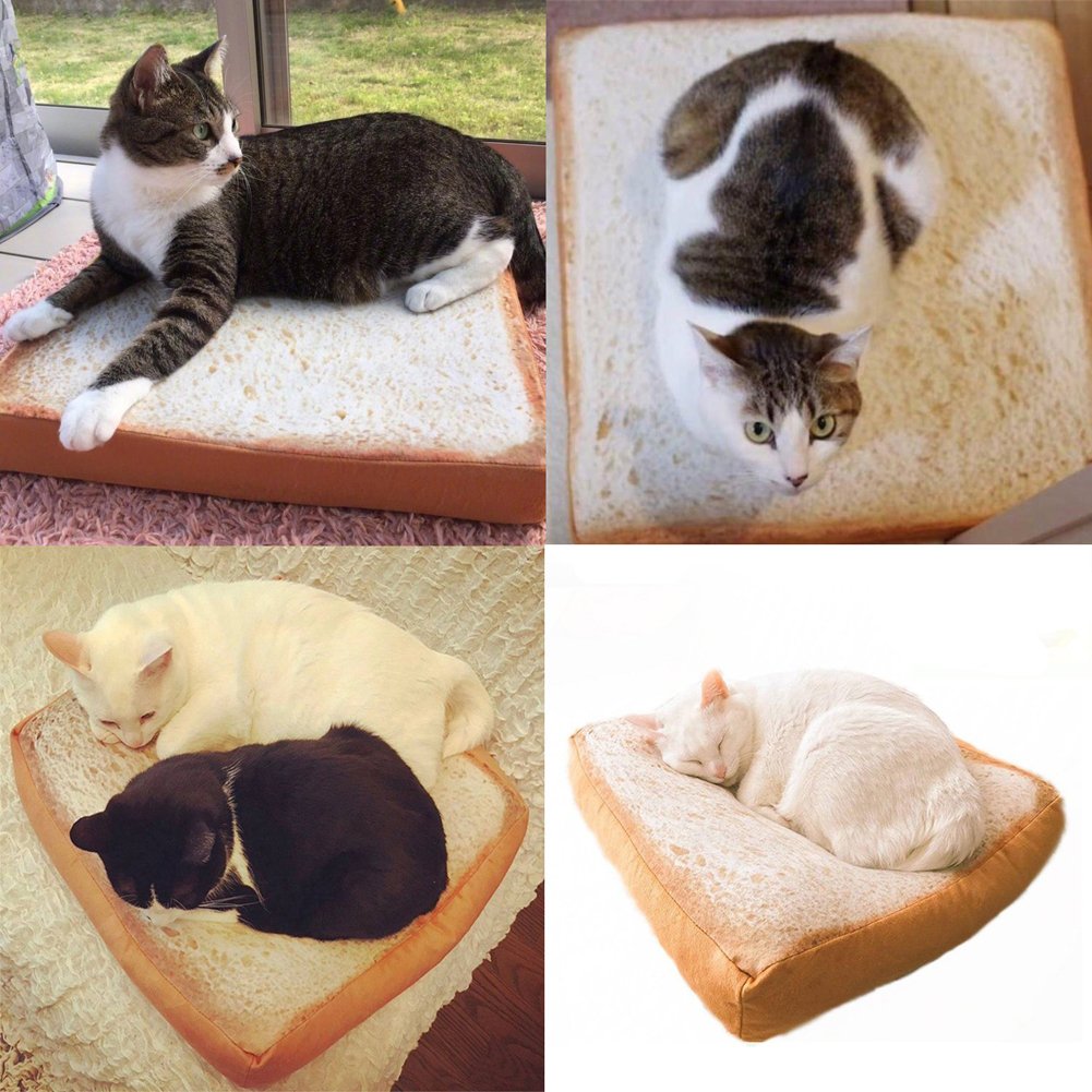 Dofover Soft Cat Cushion Bed Bread Pet Mattress Bed Toast Mats Bedding Pad for Small Medium Dogs & Cats,Sleeping Resting Playing Reading Pillow (15.7''x15.7''x2.6'')
