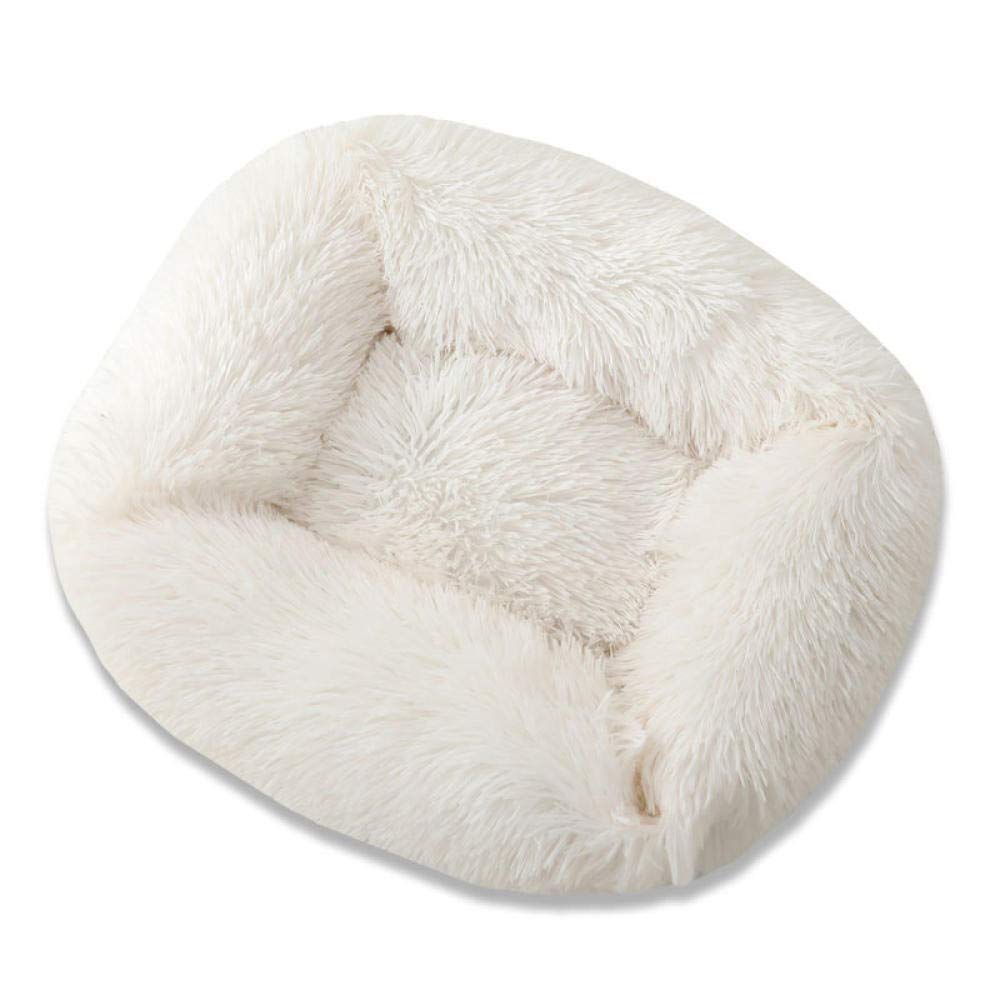 Bed L Size Plush Square Beds for Cats Dogs Super Soft Winter Warm Sleeping Mats for Dogs Cats 1Pcs White