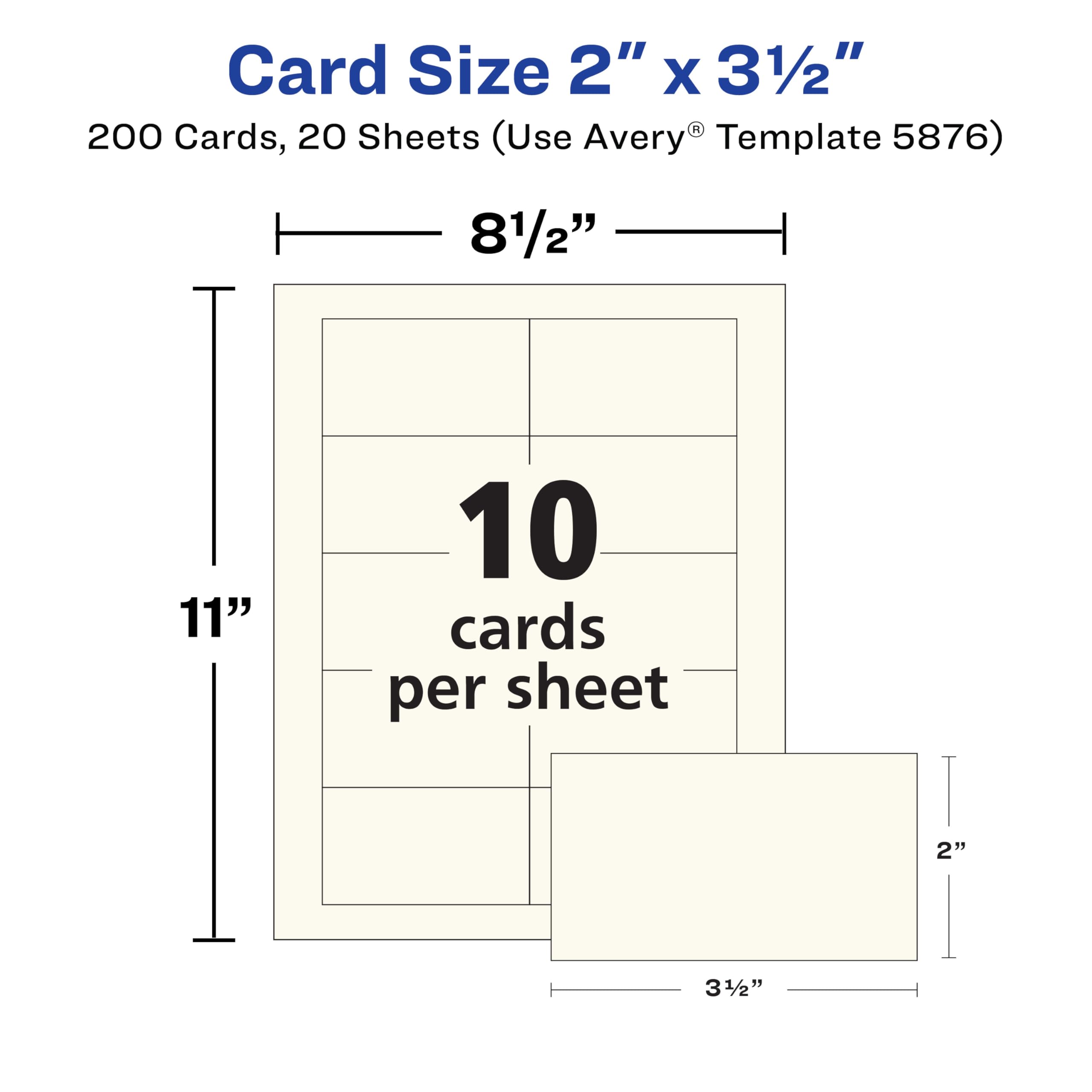 Avery Clean Edge Printable Business Cards with Sure Feed Technology, 2" x 3.5", Ivory, 200 Blank Cards for Laser Printers (5876)