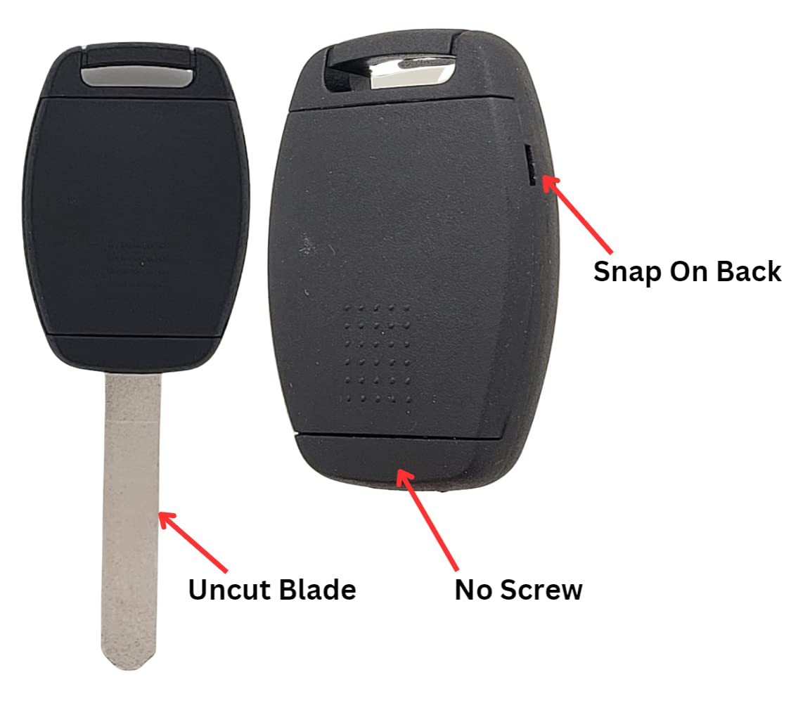 BEST KEY SOLUTION, Keyless Entry Remote, Car Key Fob Shell Cover Replacement fits to 2003 2004 2005 2006 2007 2008 2009 2010 2011 2012 Honda Accord Civic CR-V Pilot (Pack of 2) (3 Button)