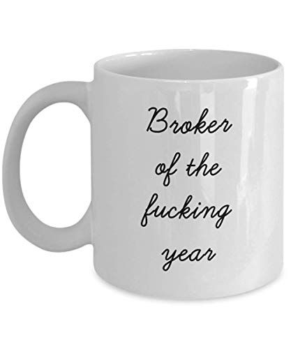 Best Broker Mug Funny Appreciation Mug for Coworkers Gag Swearing Mug for Adults Novelty Tea Cup