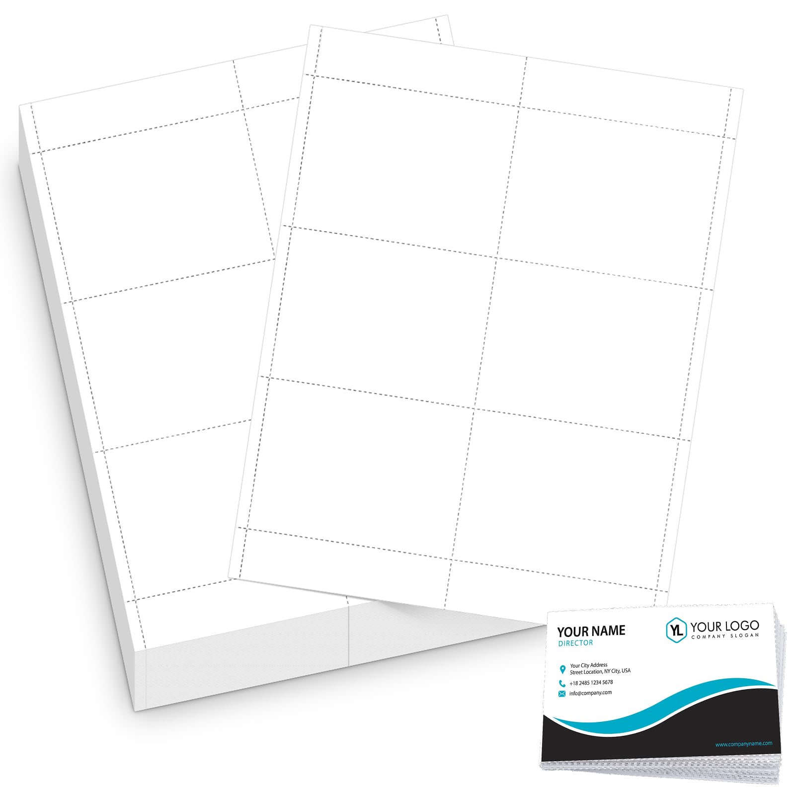 1200 Pcs Blank Printable Business Cards, 3 x 4, Perforated Cards Stock Paper for Inkjet and Laser Printers for School, Office, Party (6 up Each Page)