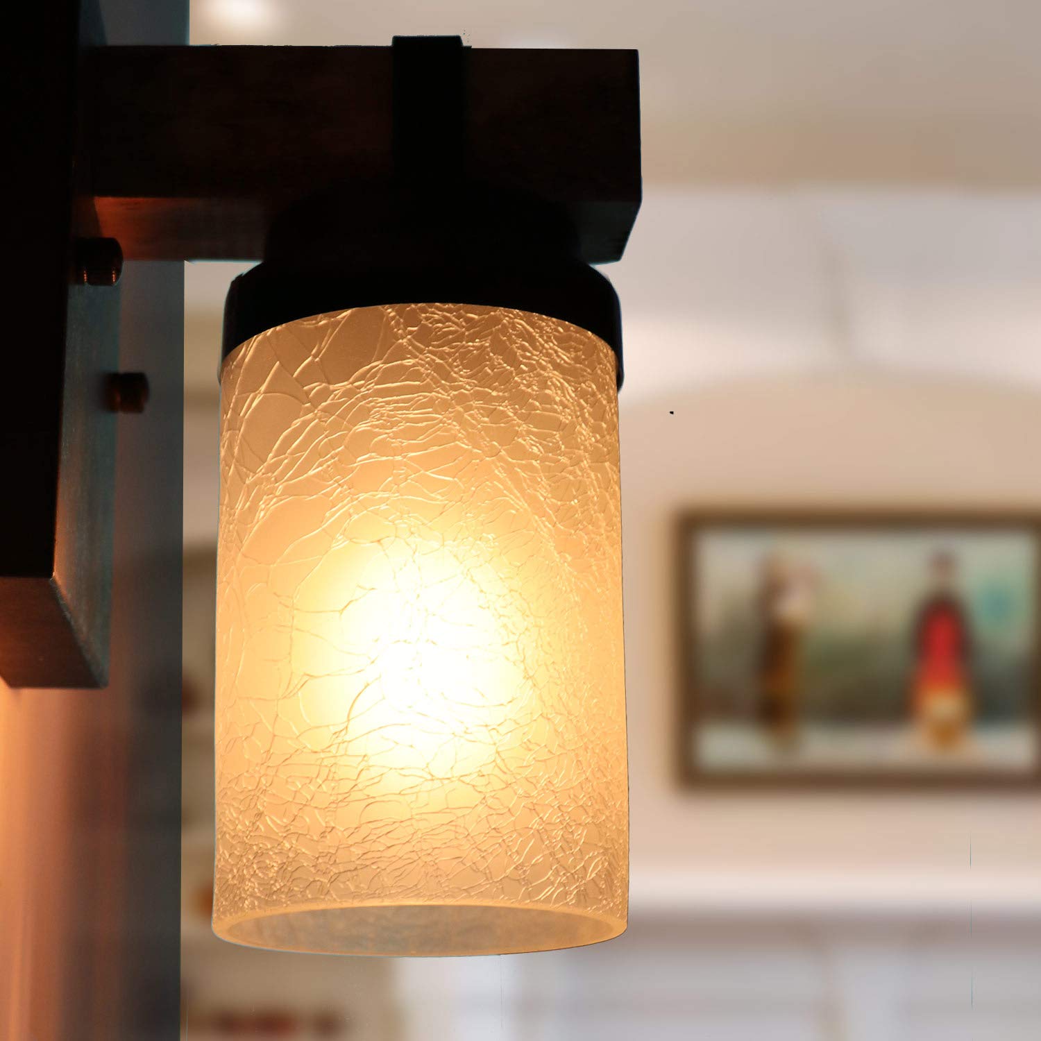 Eumyviv Frosted Glass Lamp Shade with Crackle Finish, 2 Pack Cylinder Glass Light Cover Replacement with 1-5/8-inch Fitter Opening for Wall Sconce Chandelier A00027