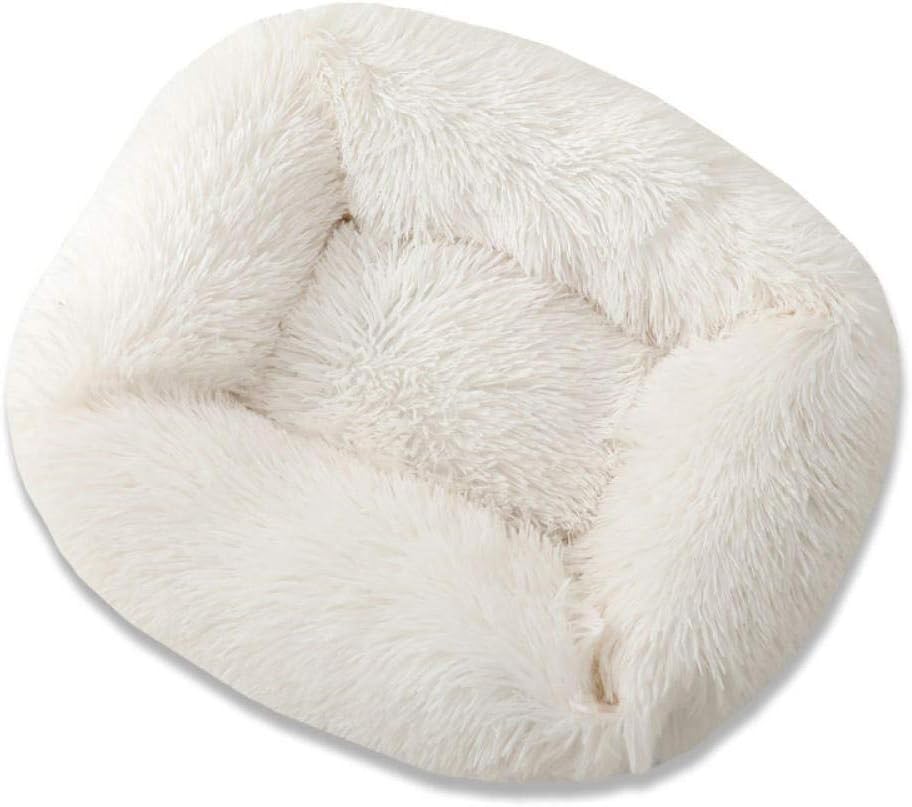 Bed L Size Plush Square Beds for Cats Dogs Super Soft Winter Warm Sleeping Mats for Dogs Cats 1Pcs White