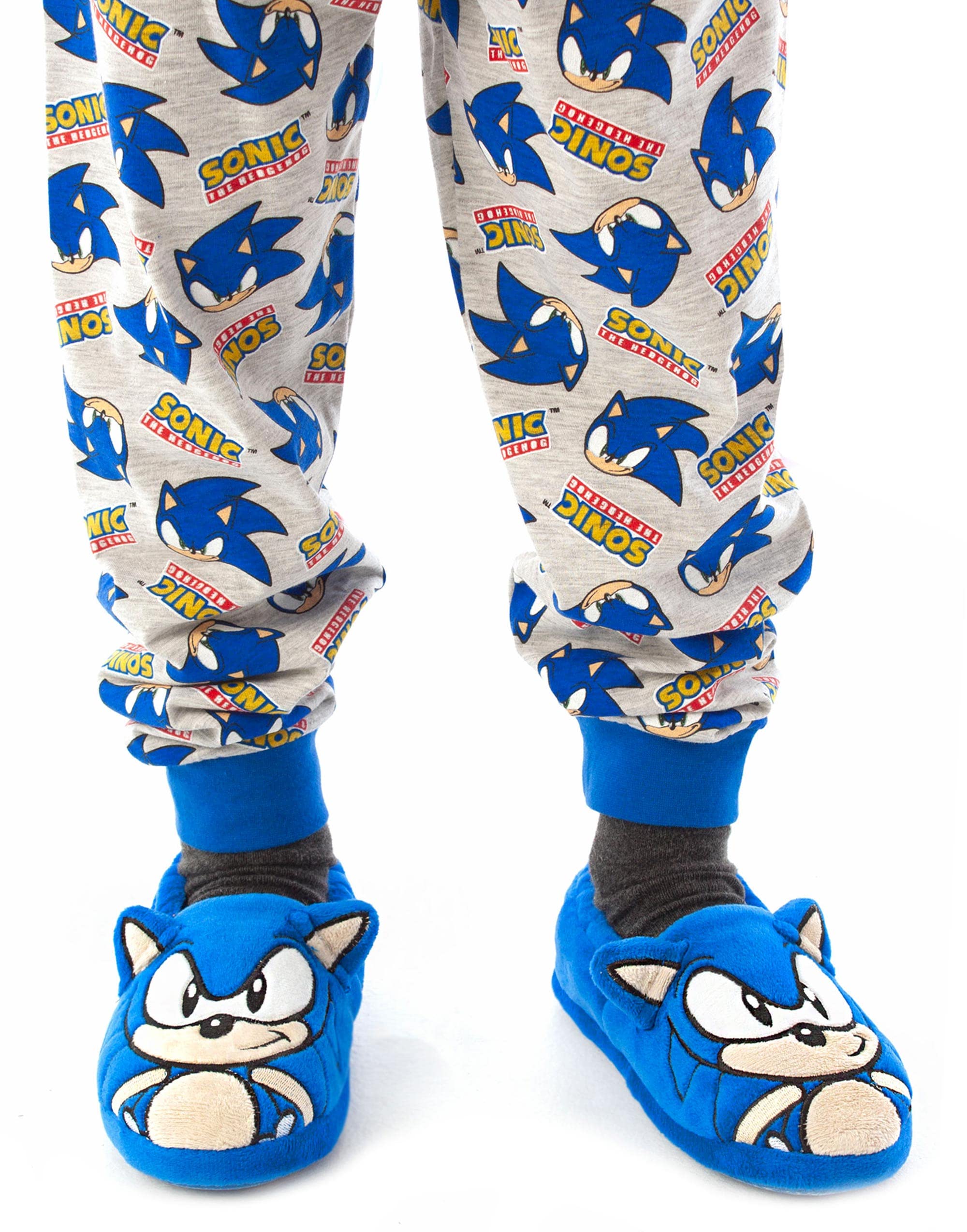 Sonic The Hedgehog Slippers Kids Plush Embroidered Face 3D Character Shoes 13.5 US Big Kid