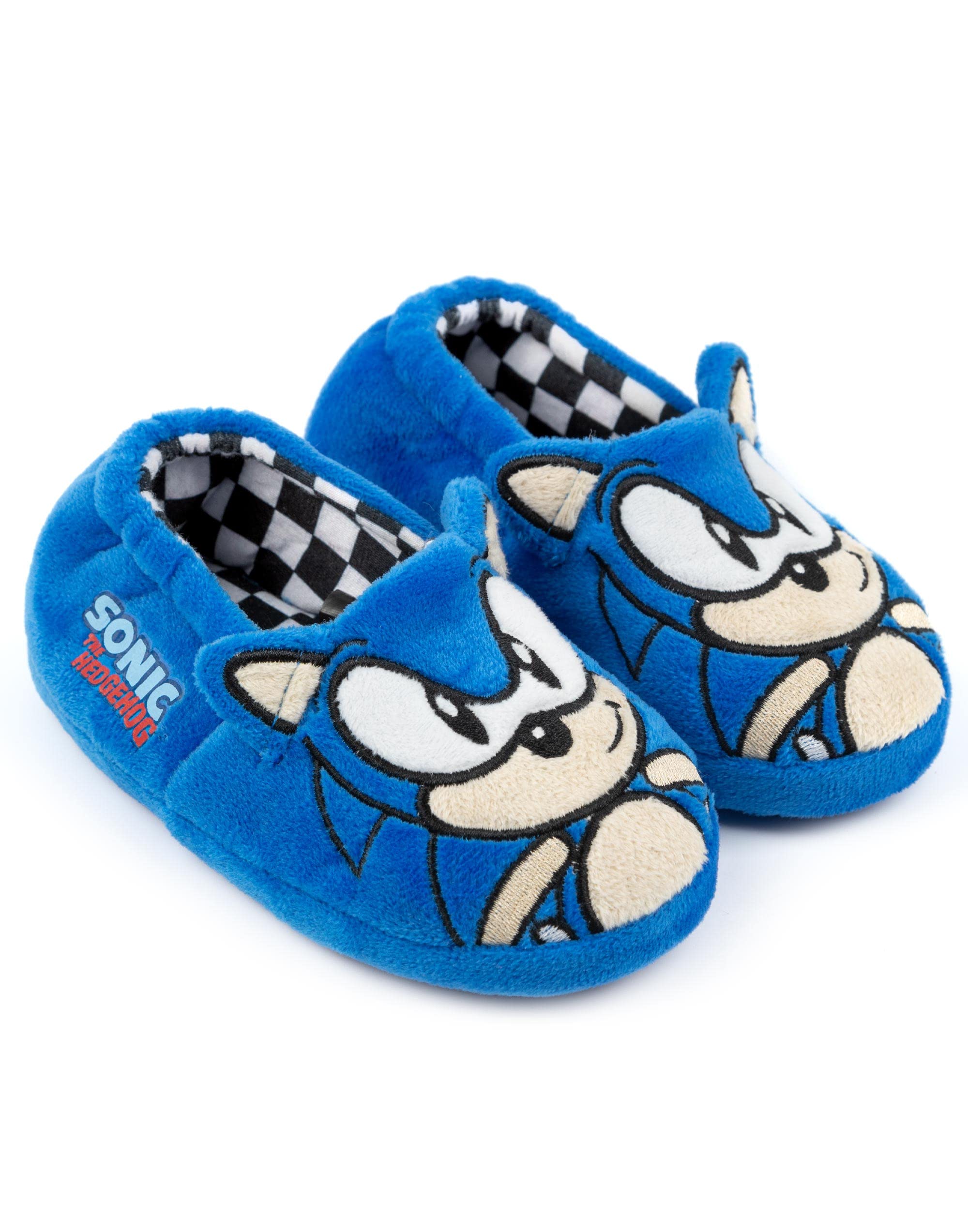 Sonic The Hedgehog Slippers Kids Plush Embroidered Face 3D Character Shoes 13.5 US Big Kid