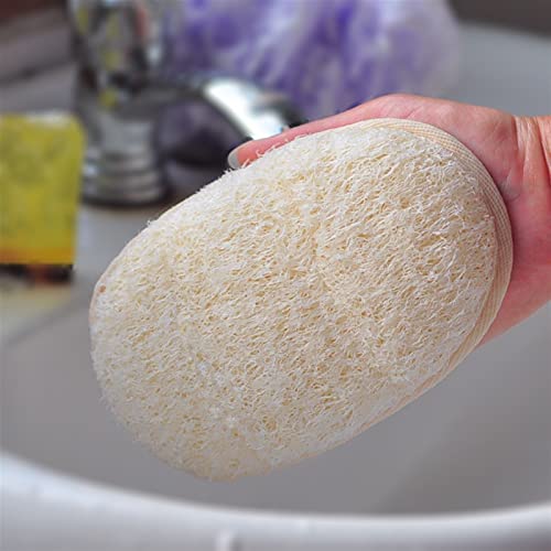INGVY Dry Brushing Body Brush Natural Bath Loofah Brush Bath Brush rub for Bath Natural Loofah Sponge Bath Ball Shower Rub Remove exfoliate Dead Skin Dirt (Color : Rice)
