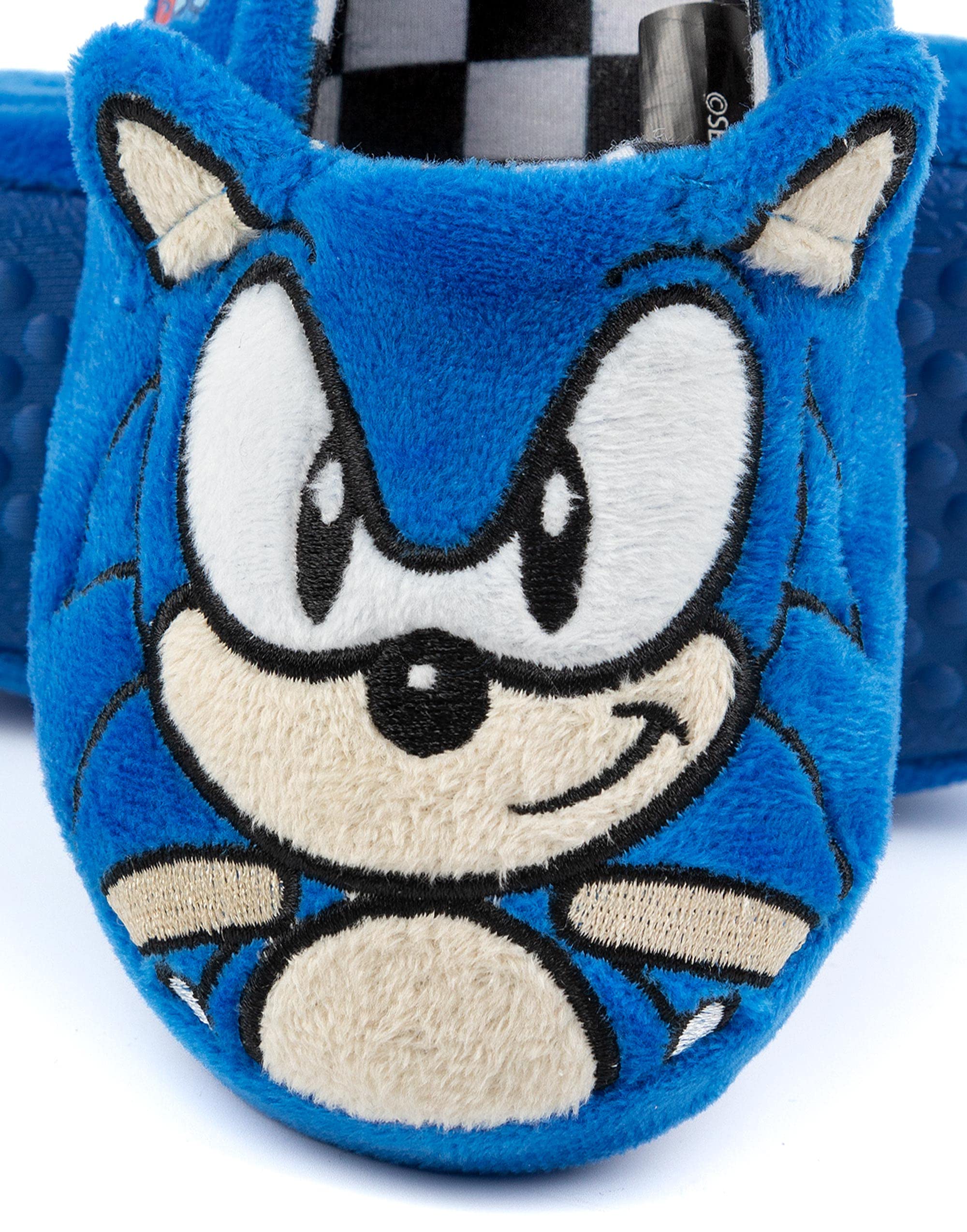 Sonic The Hedgehog Slippers Kids Plush Embroidered Face 3D Character Shoes 13.5 US Big Kid