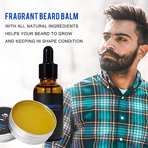 Beard Kit - Beard Growth Kit, Beard Grooming Kit with Beard Roller, Beard Growth Oil, Beard Serum, Balm, Comb, Beard Gifts Set for Men, Perfect Christmas Gifts for Dad/Boyfriend