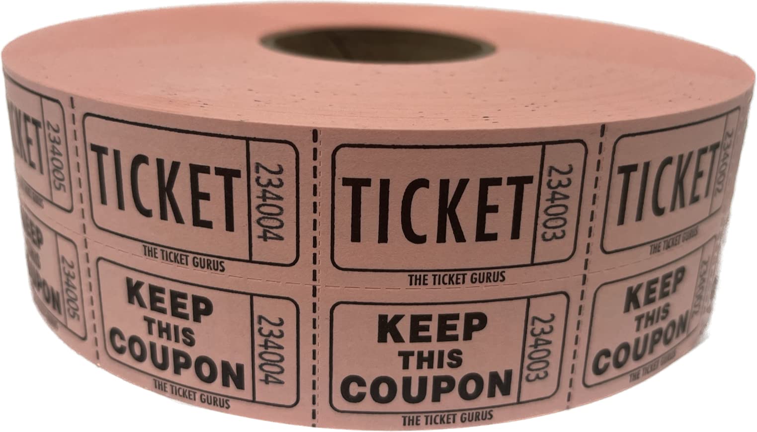 The Ticket Gurus-Raffle Tickets - (4 Rolls of 2000 Double Tickets) 8,000 Total 50/50 Raffle Tickets-(4) Pink Rolls